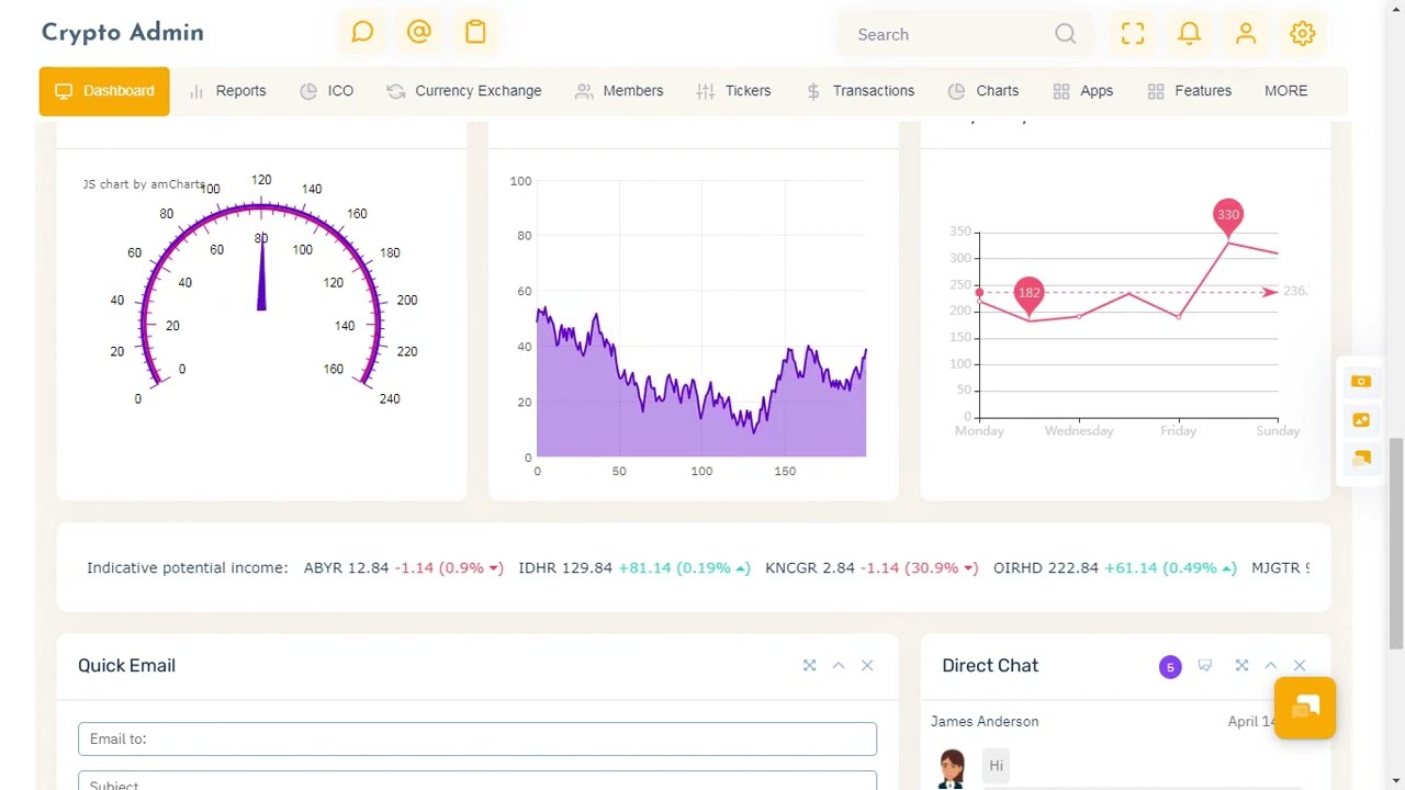 Bitcoin CryptoCurrency Template Bootstrap Dashboard with Light Theme