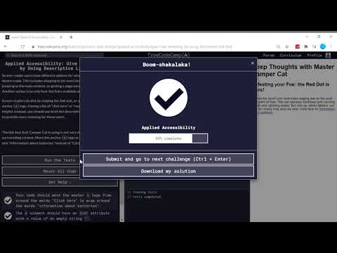 Applied Accessibility (19/22) | Give Links Meaning by Using Descriptive Link Text | freeCodeCamp