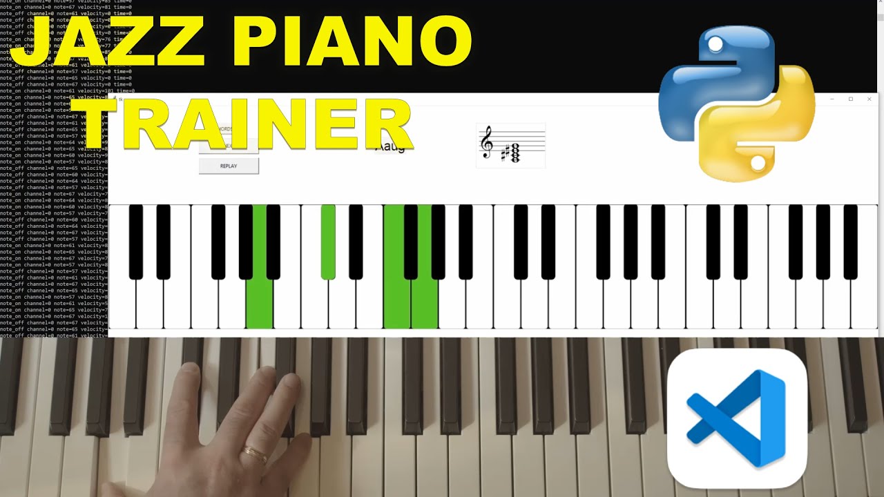Jazz Piano Trainer written in Python (mido and rtmidi for reading midi data)