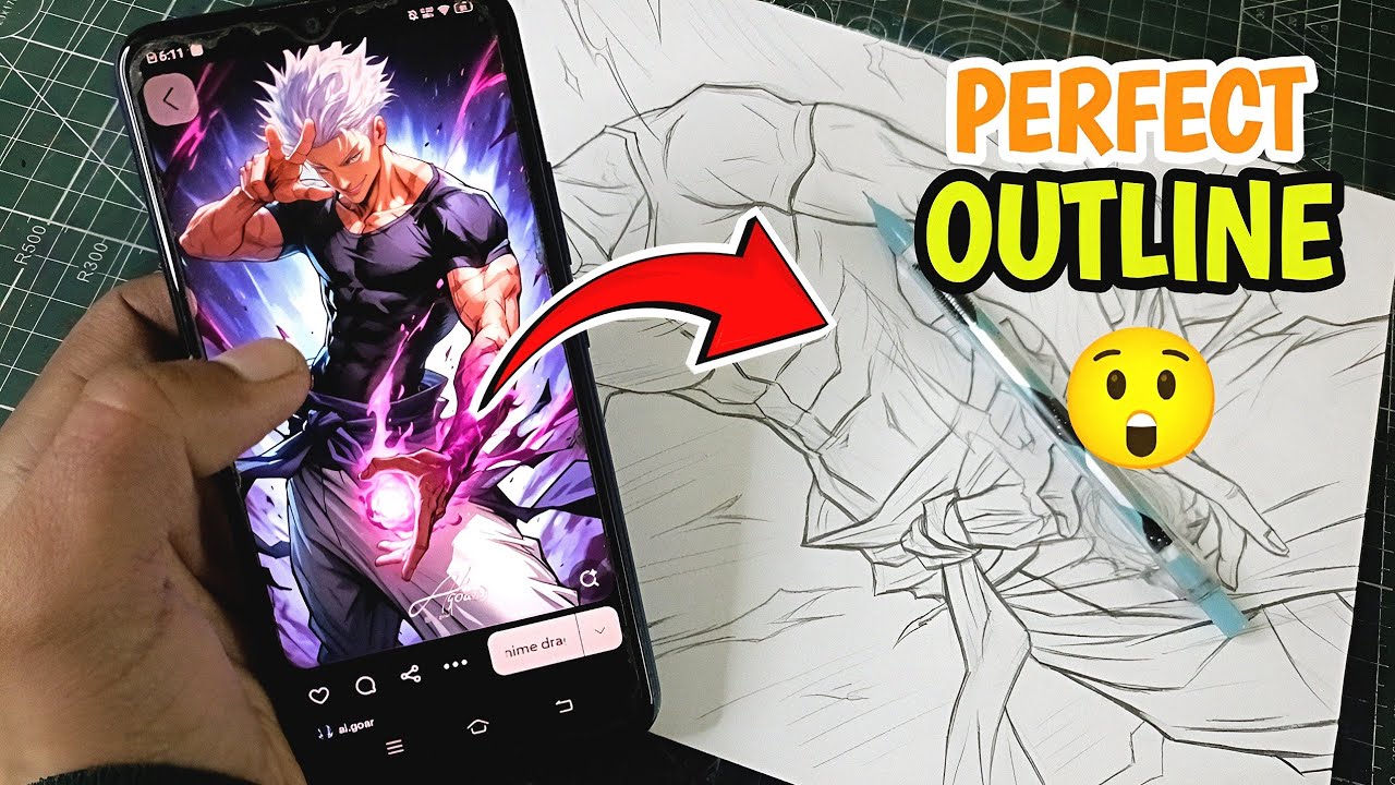 How to draw Gojo Satoru ✨ | Anime outline tutorial