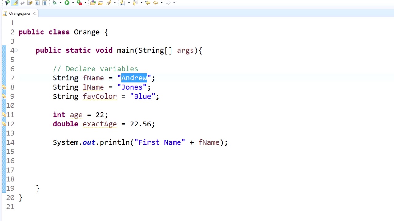 Java Programming Tutorial - 4 - Declaring Variables and Concatenation