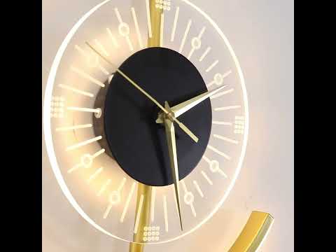 Nielsen Modern Clock Metal/Acrylic LED Wall Lamp, Black/Gold