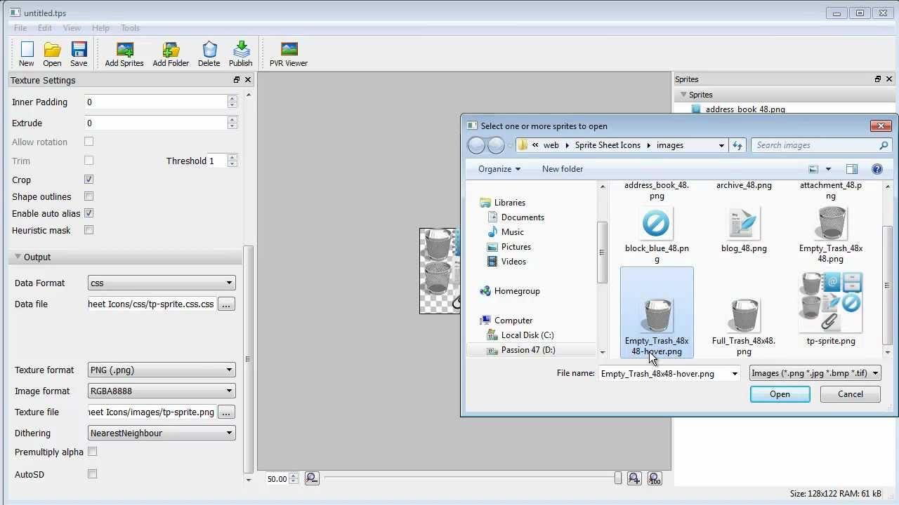 CSS Sprite Sheets with Texture Packer
