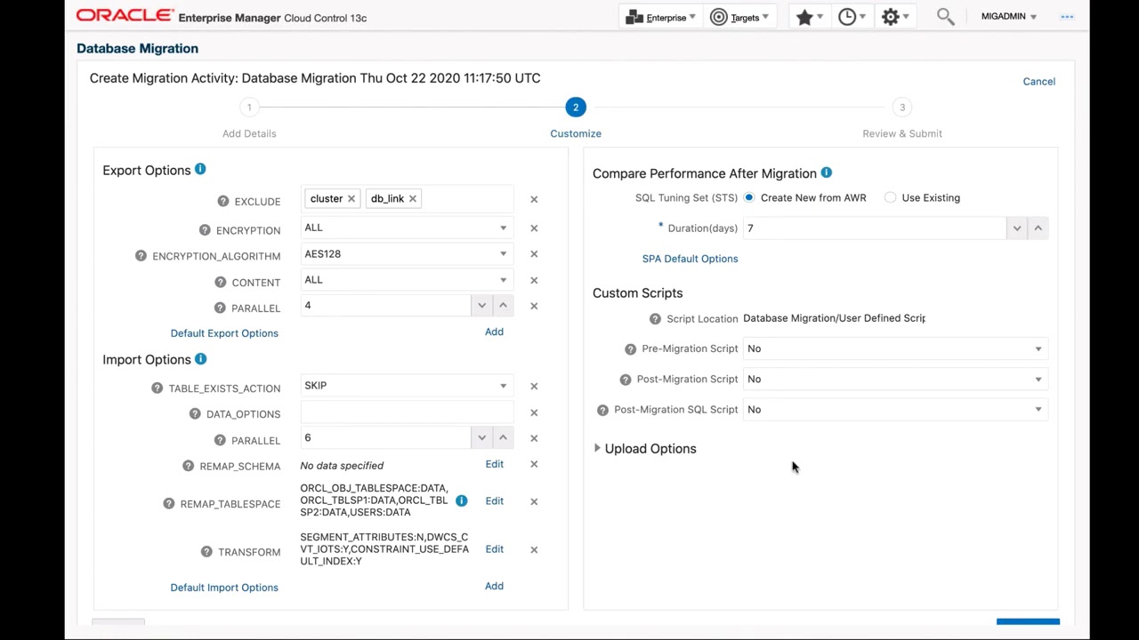 Enterprise Manager Database Migration Workbench Demo