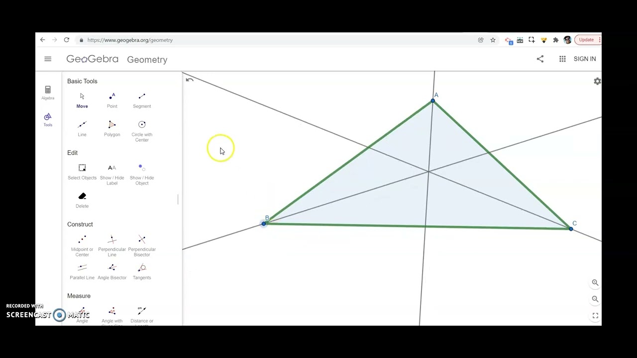 Geogebra Incenter / Angle Bisector Theorem