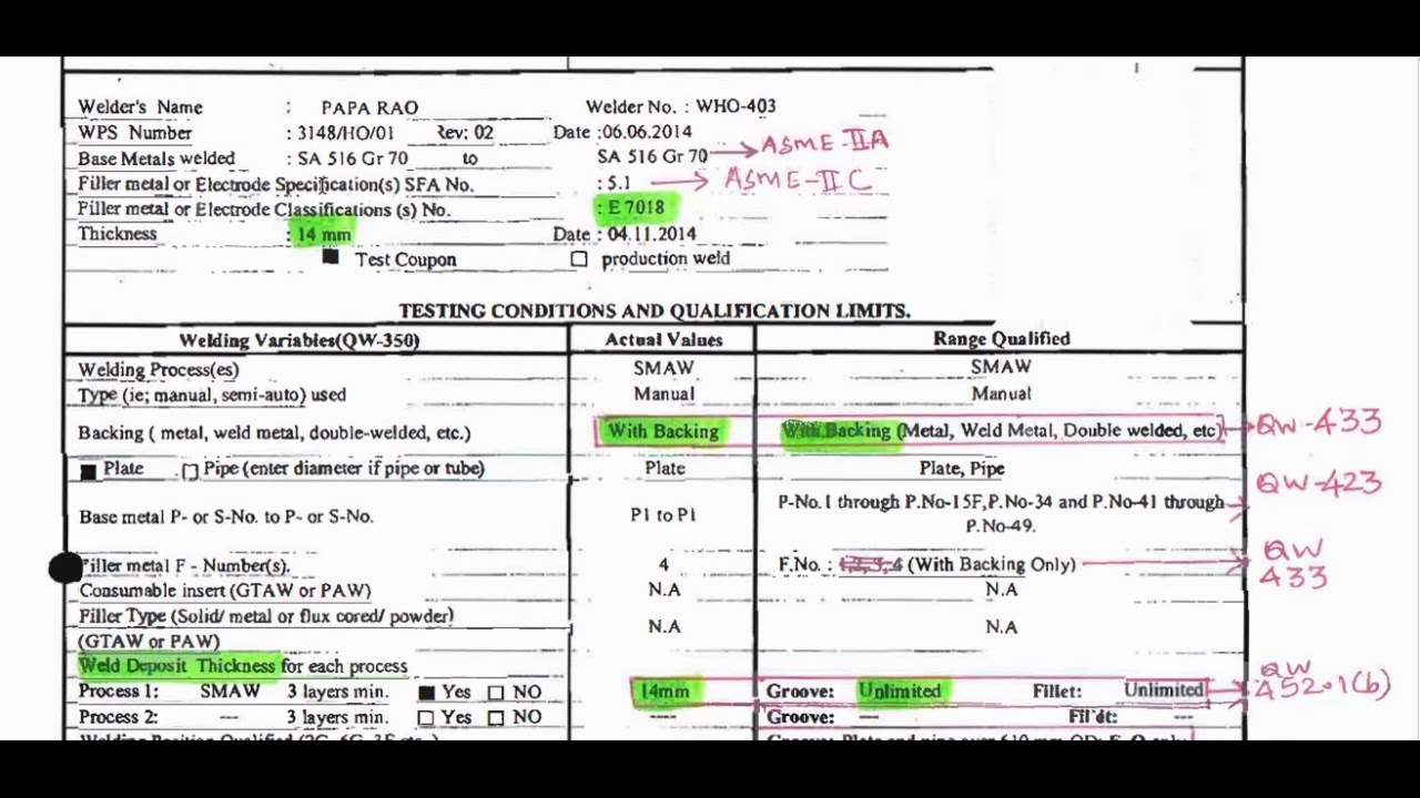 How to review  welder qualification  in accordance  with ASME section 9