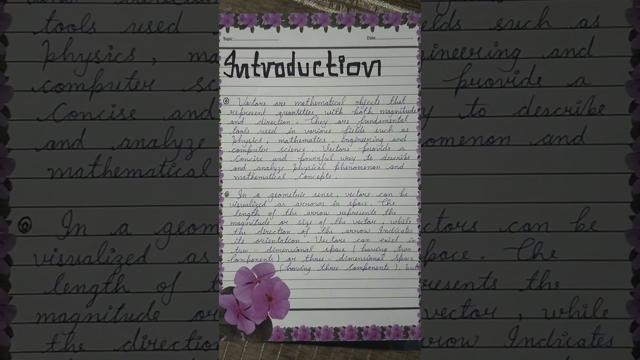 Maths project on the topic Vectors for class 12th