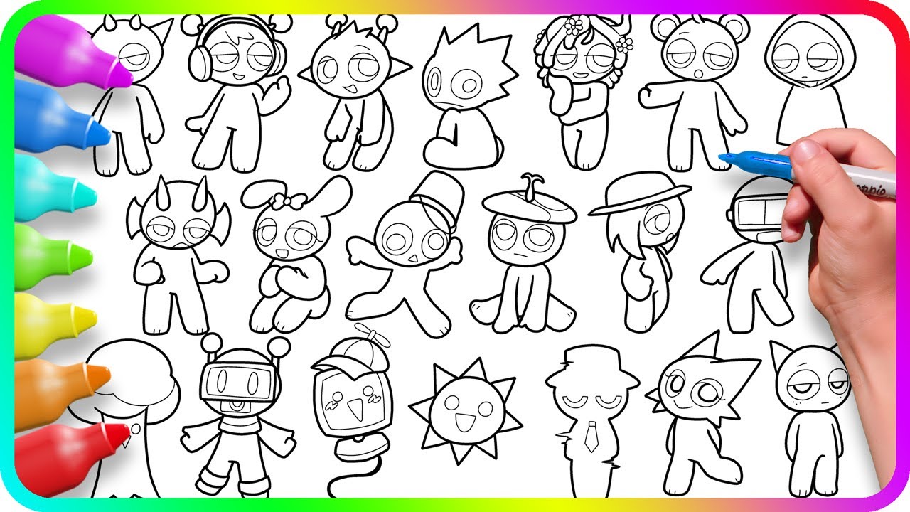 Incredibox SPRUNKI Coloring Pages - Cute Version / Satisfying Coloring SPRUNKI characters
