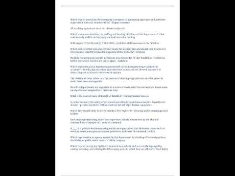 FF1 IFSTA Final Exam Study Guide Questions With 100% Correct Verified Answers
