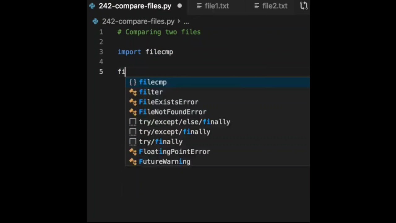 To compare files, you can use the 