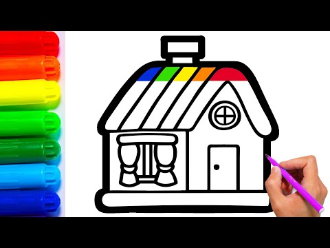 How to Draw Colorful House easy step by step – Rainbow House Coloring ...