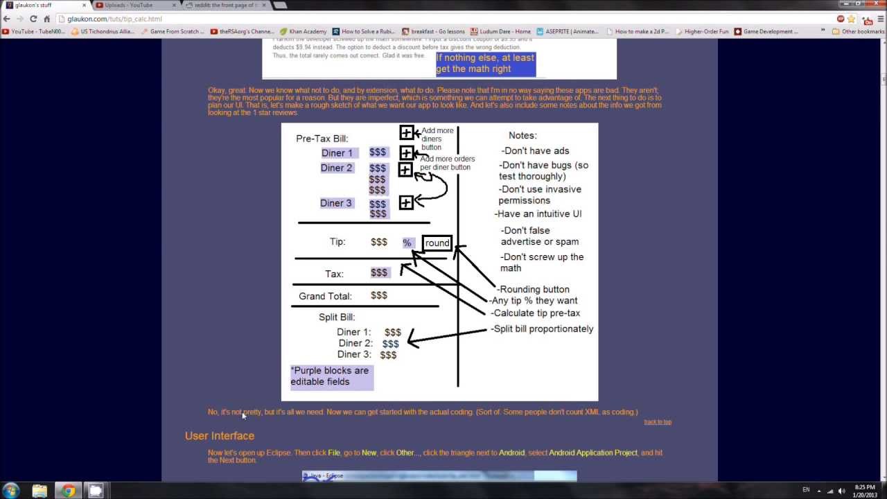 Android Tip Calculator Tutorial, Chapter 1: Planning - Part 2