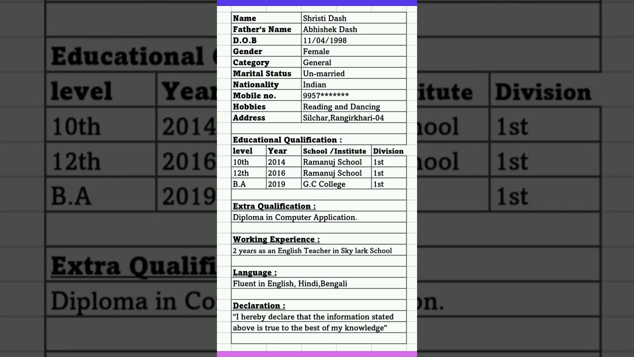 How to write a Bio-Data ✍️🔥|Resume #shorts #trending #cv