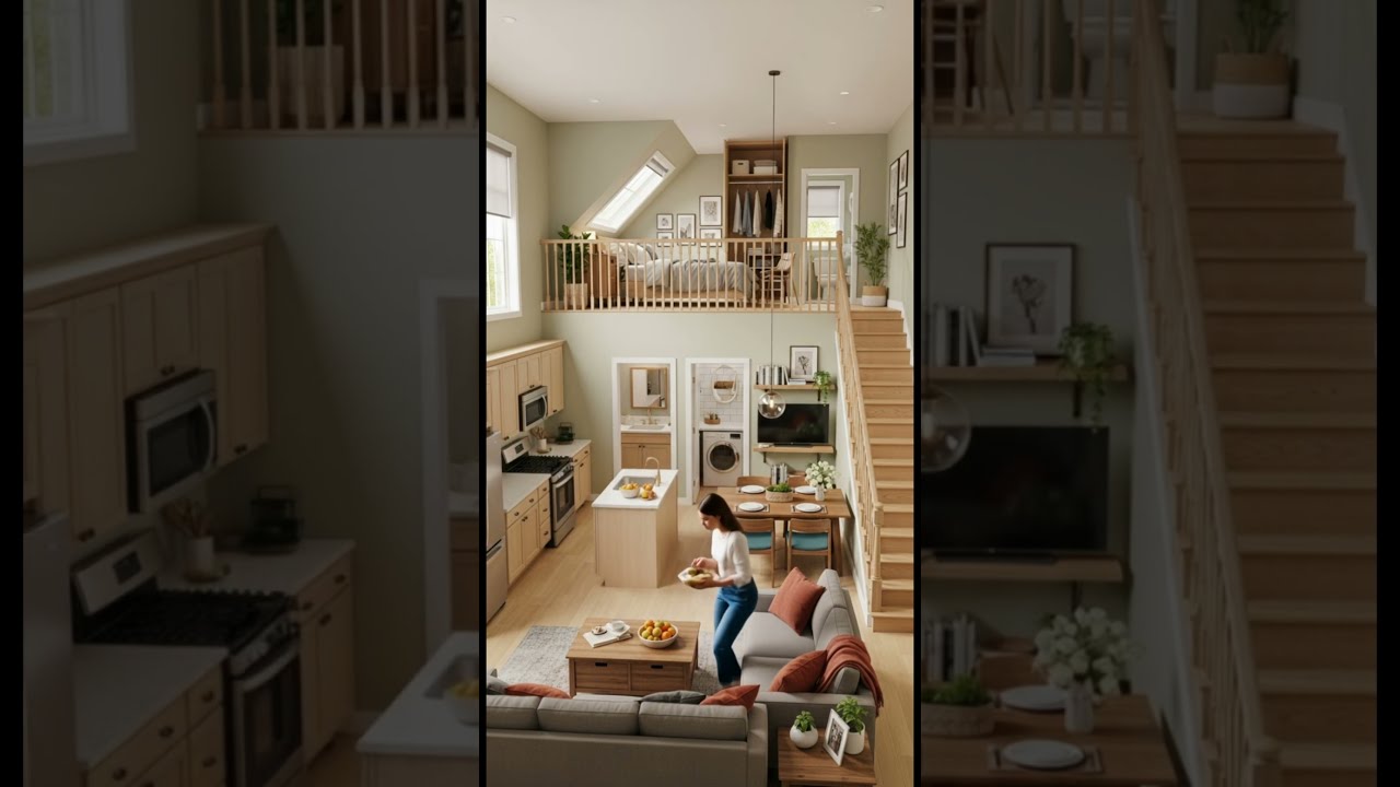 The Perfect Small House Layout? Powder Room, Laundry & a Loft!