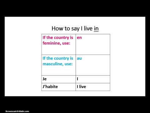 How to say I live in in French Quick Tutorial