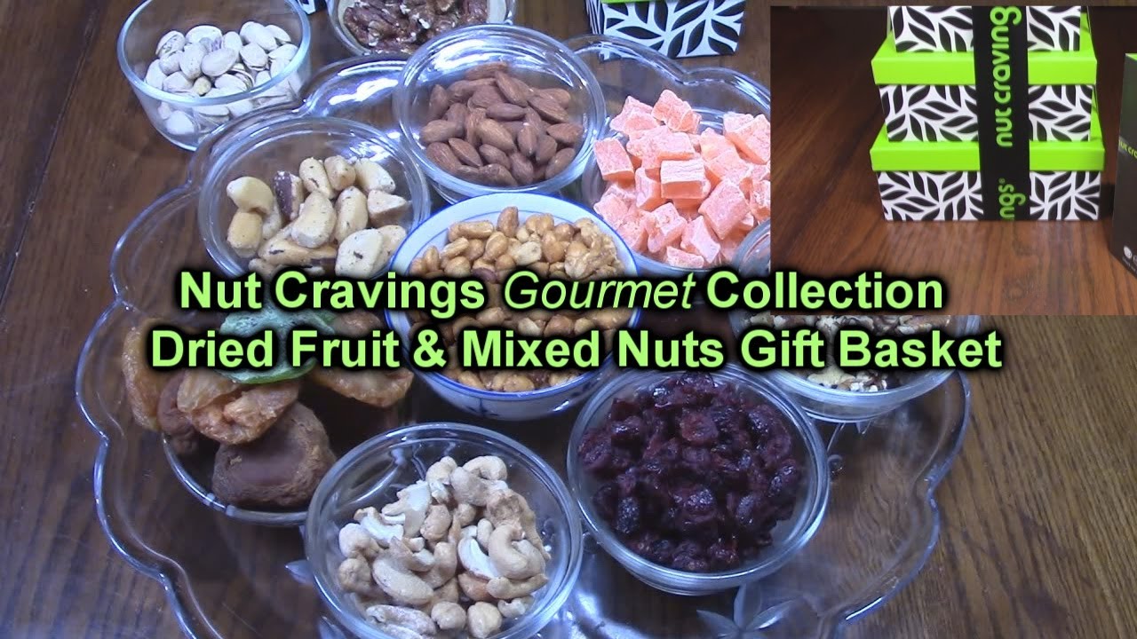 Nut Cravings Gourmet Collection - Dried Fruit & Mixed Nuts Gift Basket Leaf Tower + Ribbon REVIEW