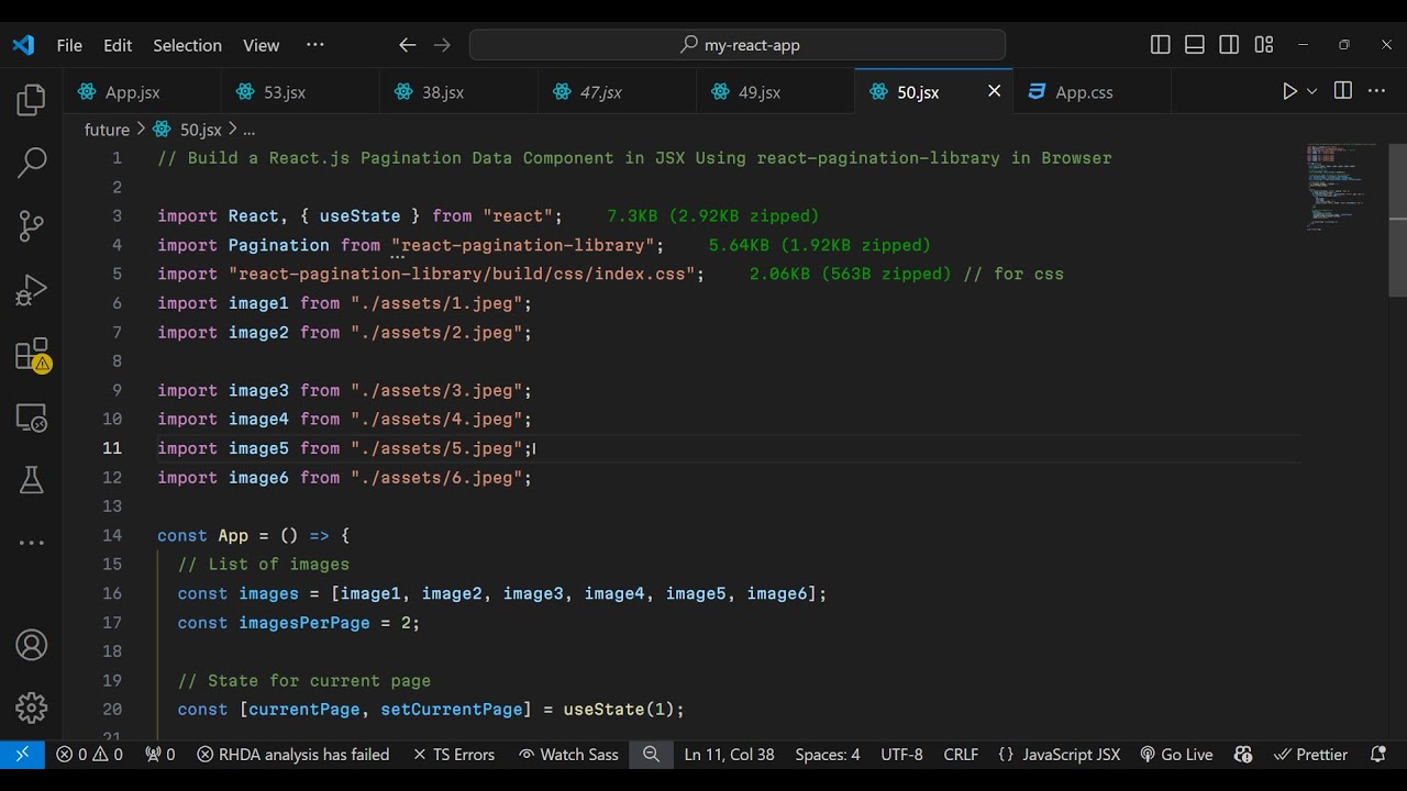 Build a React.js Pagination Data Component in JSX Using react-pagination library in Browser