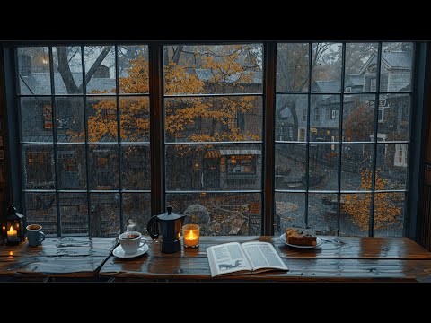 Soft Jazz Relaxing Music πβοΈ Cozy Autumn Coffee Shop Ambience with Rain Sounds to Work, Focus, Study