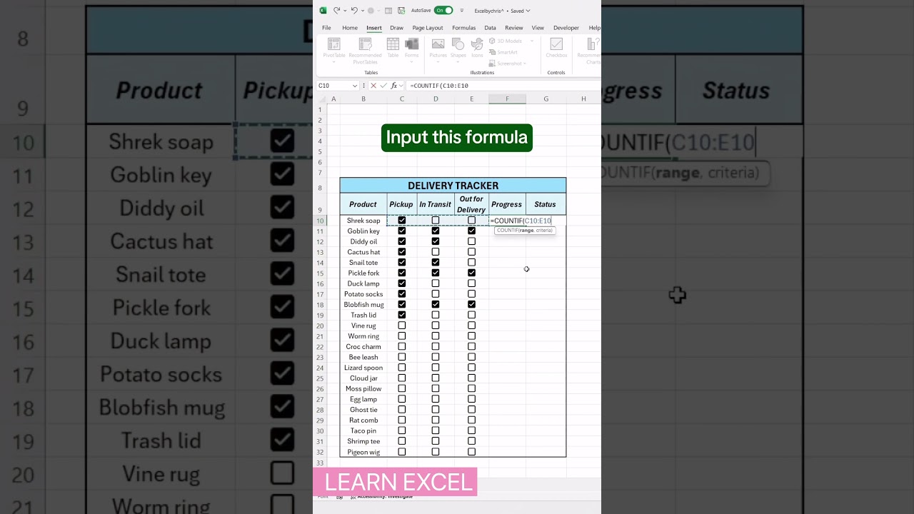 Create delivery tracker in PRO style! #excel #exceltips #exceltutorial