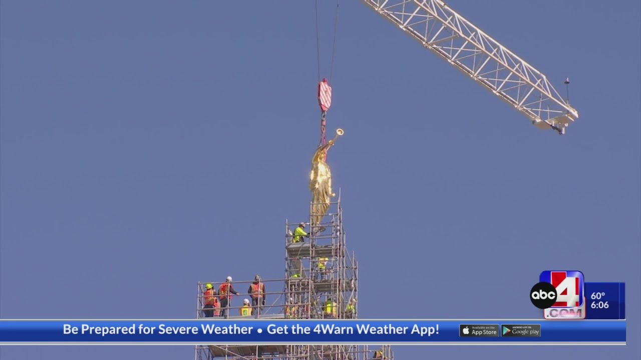 Angel Moroni returns to the top of Salt Lake Temple spire after a four-year absence