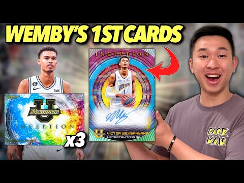 VICTOR WEMBANYAMA'S FIRST TRADING CARDS (BOOM π€―)! 2022-23 Topps Bowman University Inception Unboxing