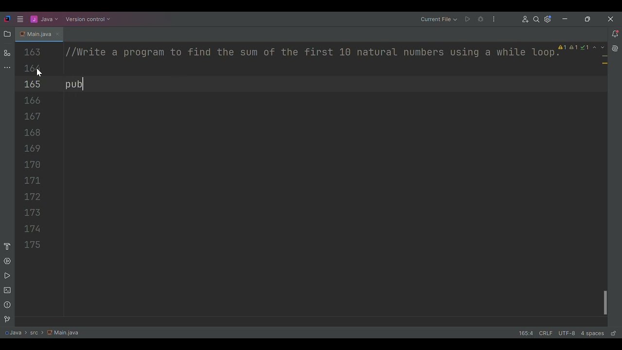 Write a Java program to find the sum of the first 10 natural numbers using a while loop | Java