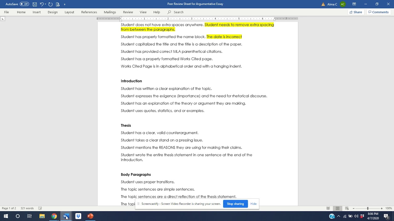 Argumentative Essay Peer-Review