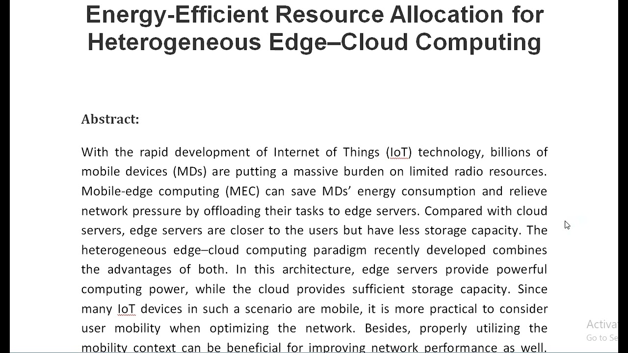 Energy Efficient Resource Allocation for Heterogeneous Edge–Cloud Computing