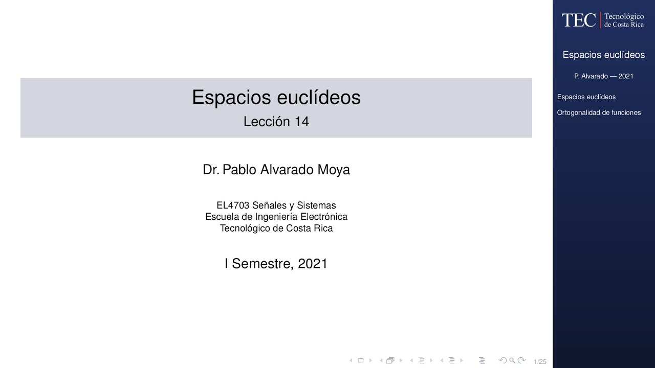 EL4703 Lección 12: Espacios Euclídeos