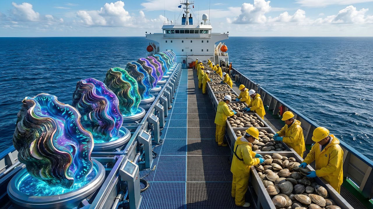 Inside the Modern Giant Clam Factory: Amazing Seafood Processing Technology & Scallion Oil Grilling