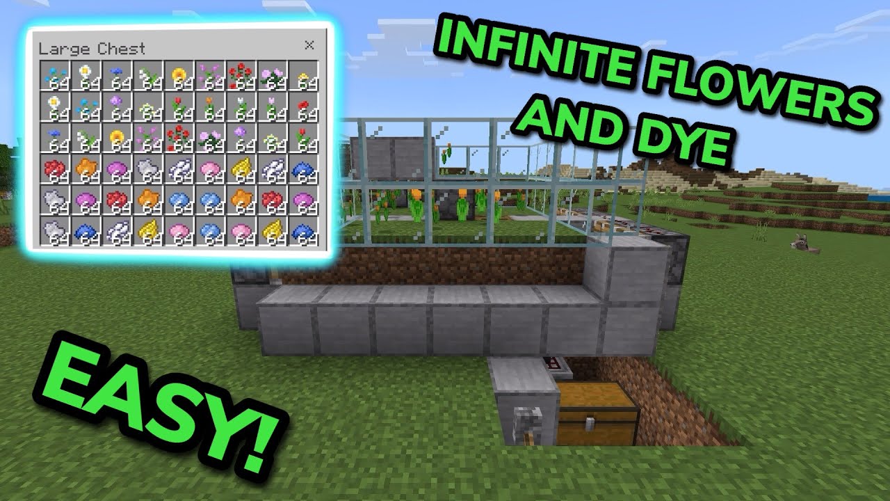 SIMPLE 1.21 FLOWER AND DYE FARM TUTORIAL in Minecraft Bedrock (MCPE ...