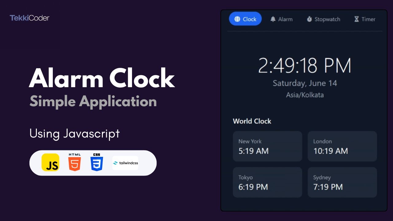 Build an Alarm Clock App Using HTML, CSS & JavaScript | Full Project Tutorial for Beginners ⏰