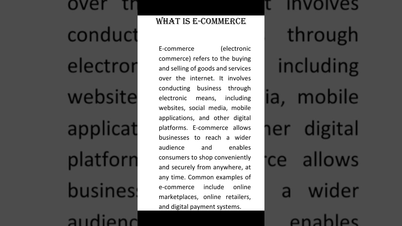 what is e- commerce