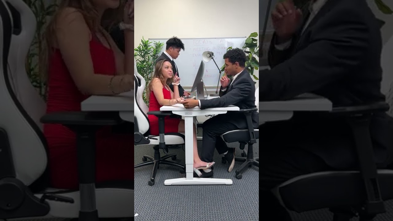 The boss’s wife cheats on him with his assistant underneath the table! #Shorts