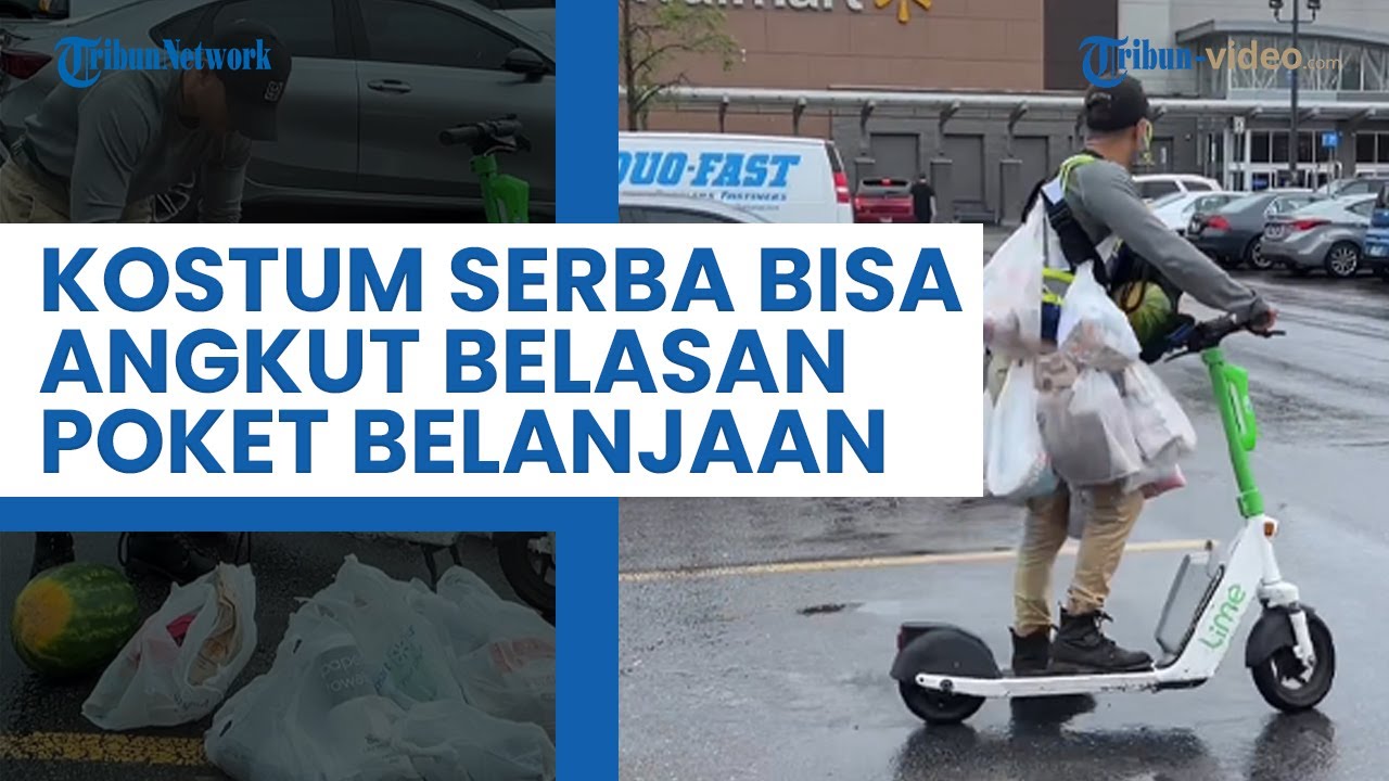 Viral! Seorang Pria Bawa Belasan Kantong Belanjaan dengan Scooter ...