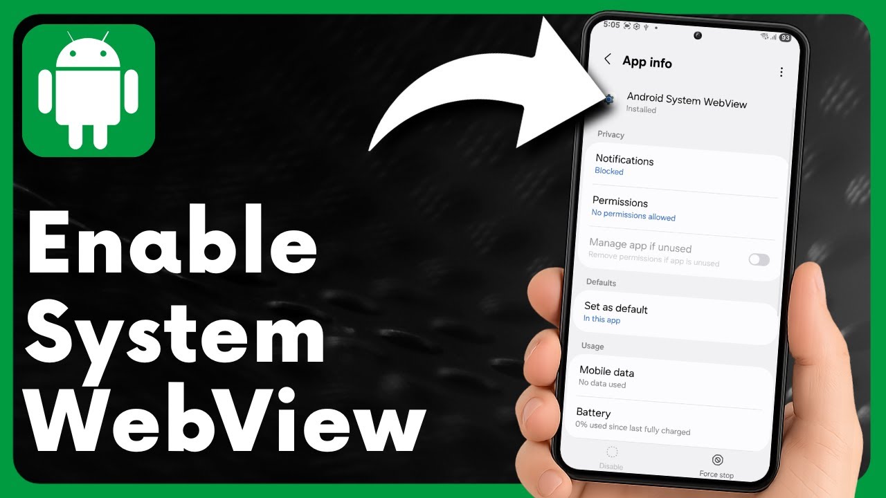 Enable Android System WebView to Fix App Crashes