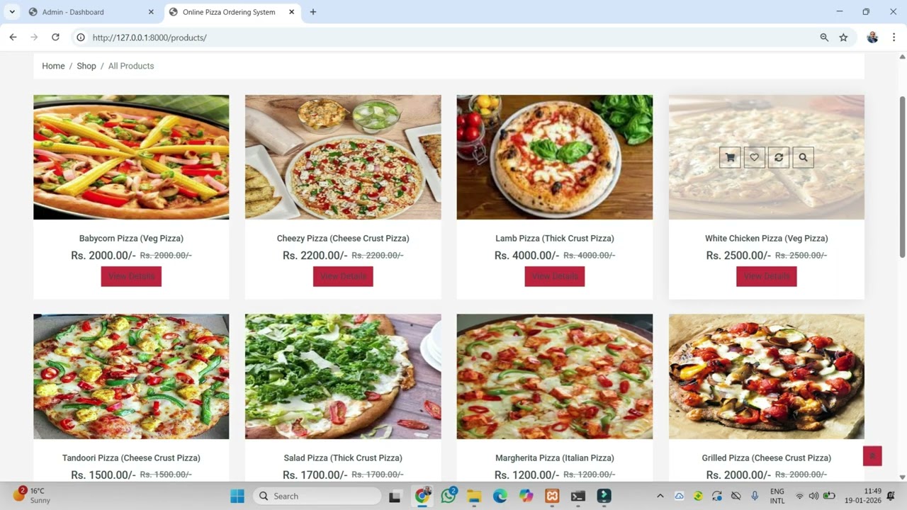 Online Pizza Ordering System - Python Django Project Source Code