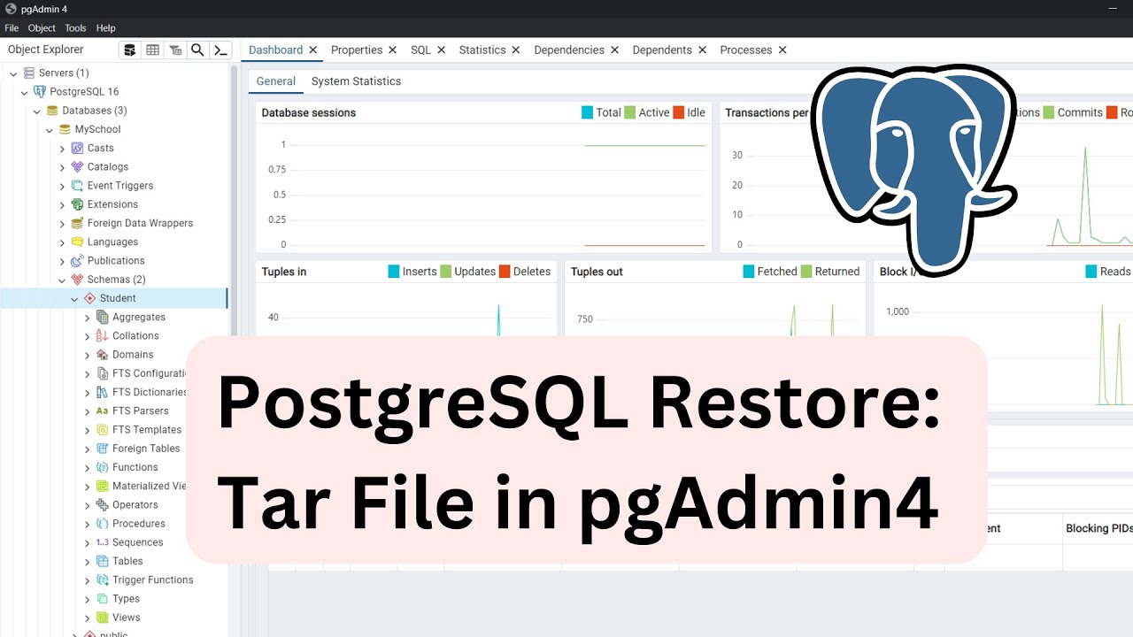 How to import / restore tar file in pgadmin4 or PostgreSQL ?