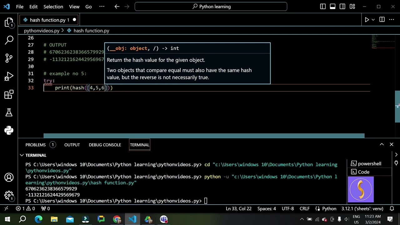 (MM)  Python Hash Function Explained | How to Use Hash() Function in Python