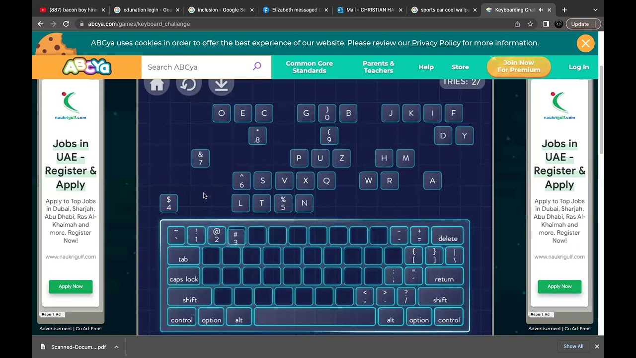 Playing Keyboard Challenge in Abcya.com