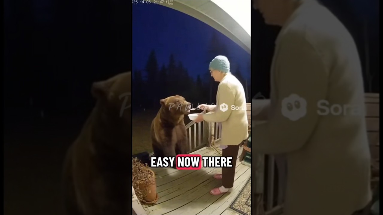 Granny feeding bear #bodycam #dashcam #grandma #ai #sora2 #funny