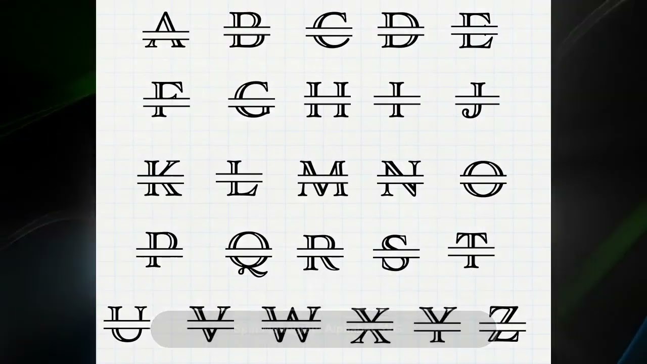 Split Monogram Alphabet SVG