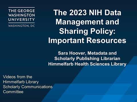 2023 NIH Data Management and Sharing Policy Resources