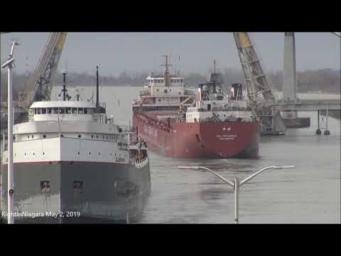 Ships CSL TADOUSSAC & OJIBWAY meet below Lock 3, Welland Canal (2019)