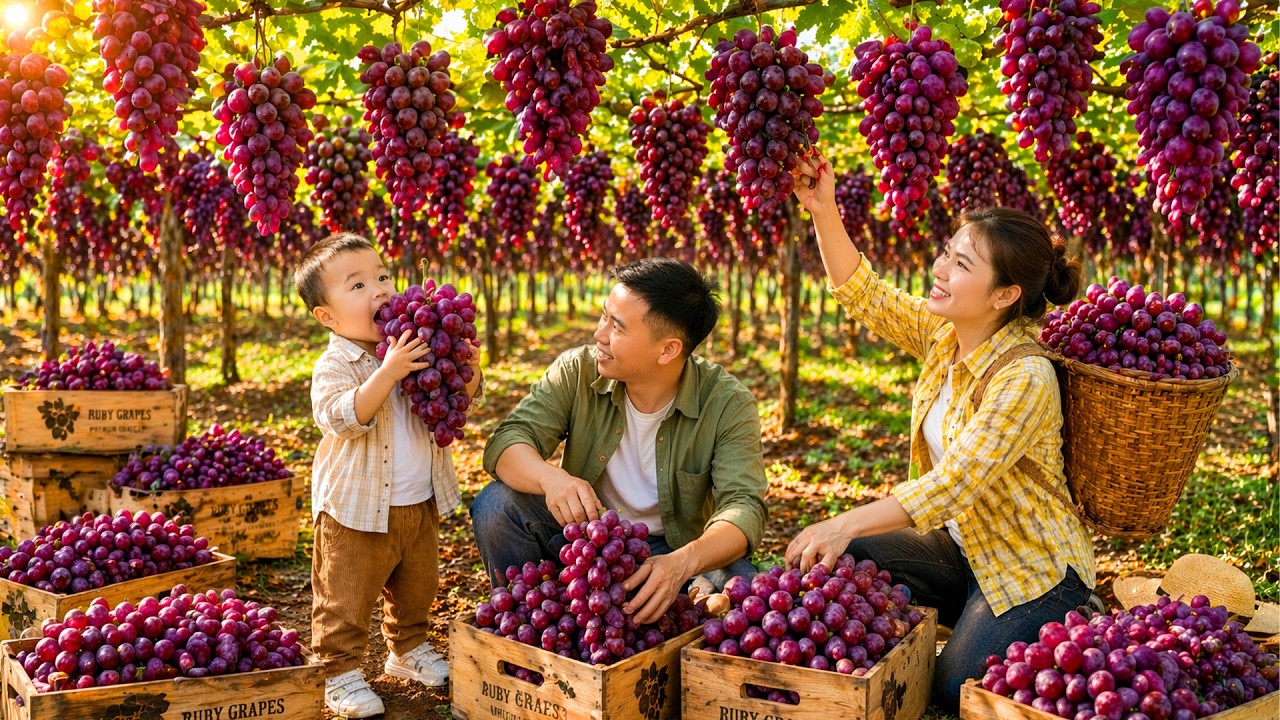Harvesting Grapes With My Son To Sell At The Market - Making Stuffed Zucchini For My Son