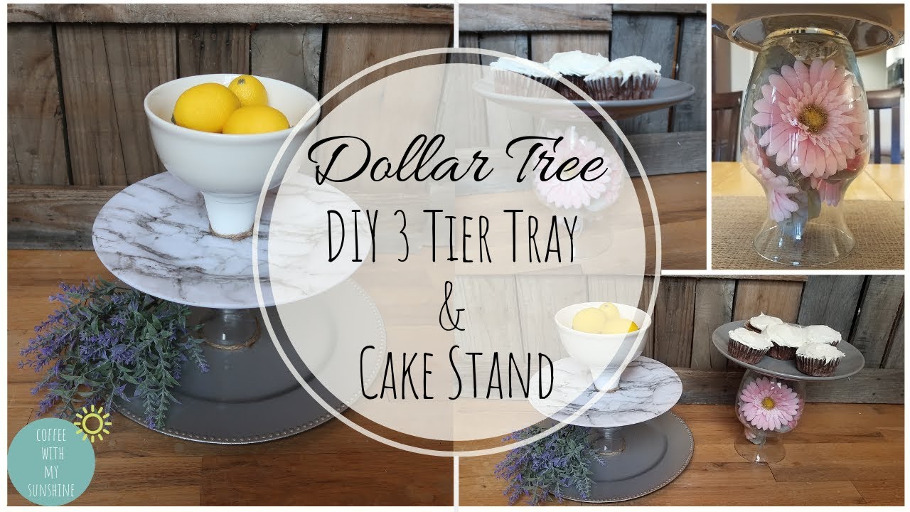 3 TIER TRAY DIY | CAKE STAND | DOLLAR TREE | FARMHOUSE | GLAM | HOME DECOR | WEDDING | CENTERPIECE