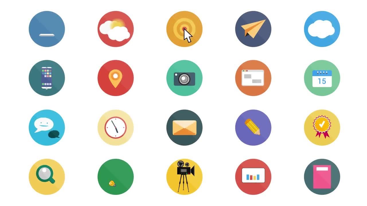 Flat Animated Icons Motion Graphics Templates