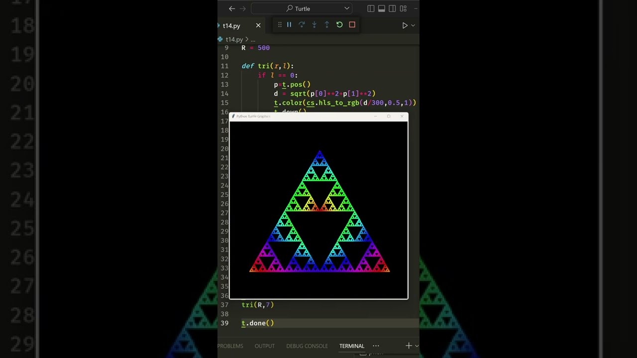 Sierpiński Triangle - Python Turtle Graphics Drawing