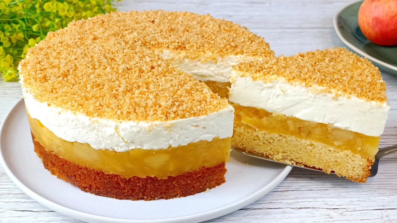 Express Apfelkuchen mit Vanillepudding - Einfache Rezepte