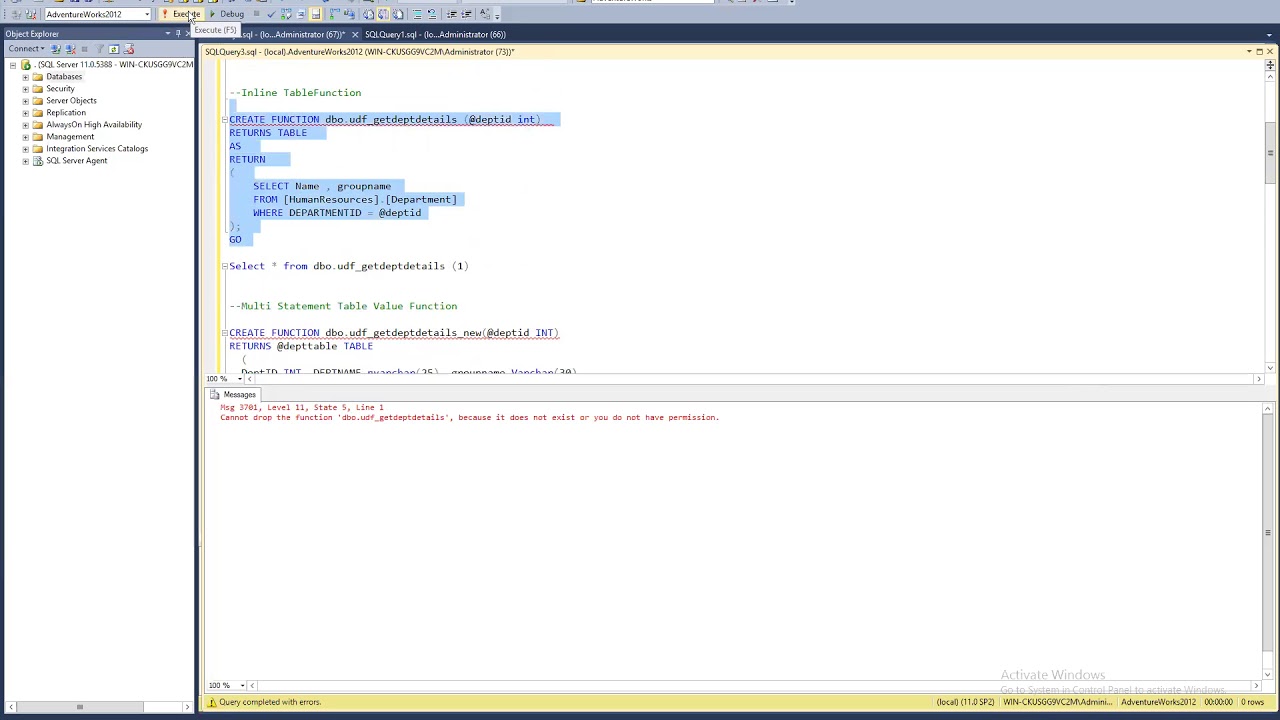 User Defined Functions in SQL Server